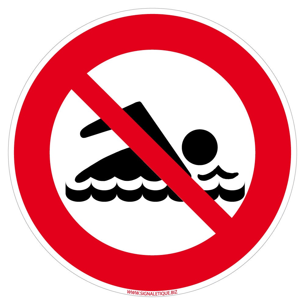 Panneau Baignade Interdite, interdiction de nager Diamètre 350 mm ...