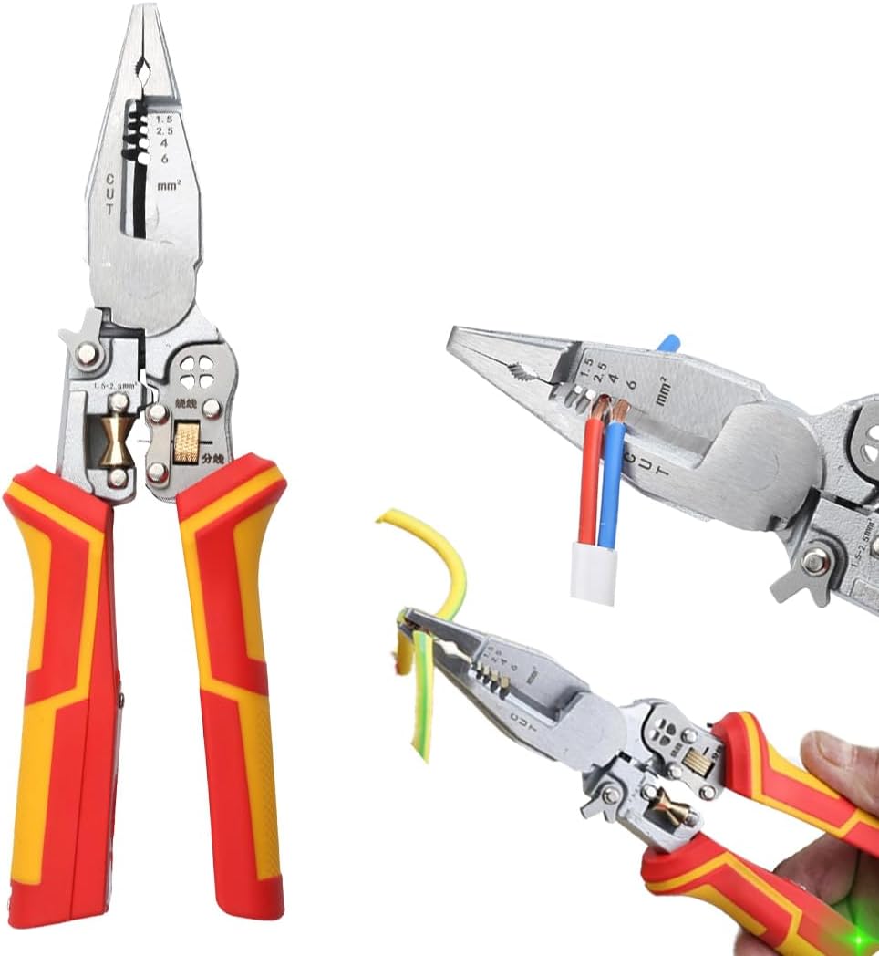 Pince à Dénuder Multifonction 9 en 1 avec Testeur Électrique, Pince a ...