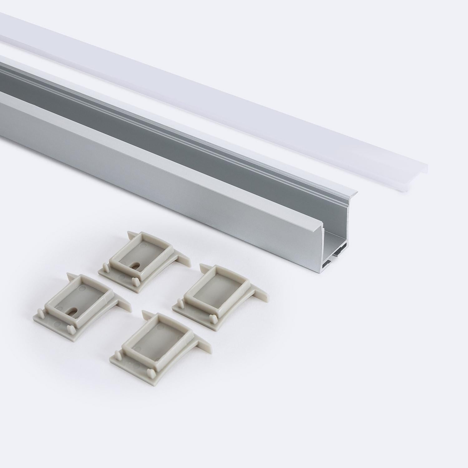 Perfil Aluminio Empotrable para Tiras LED hasta 19 mm con Tapa Continua ...