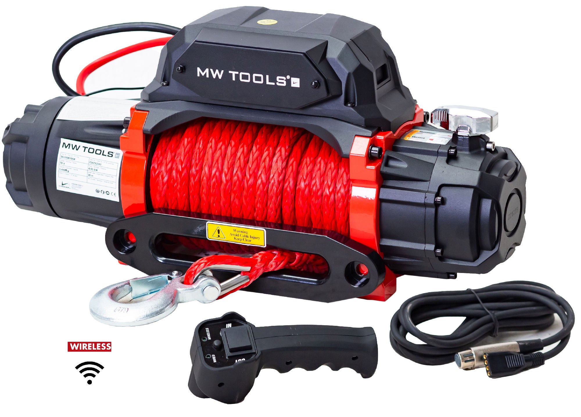 Treuil électrique 12V 5443 kg câble 26m synthétique télécommande sans ...