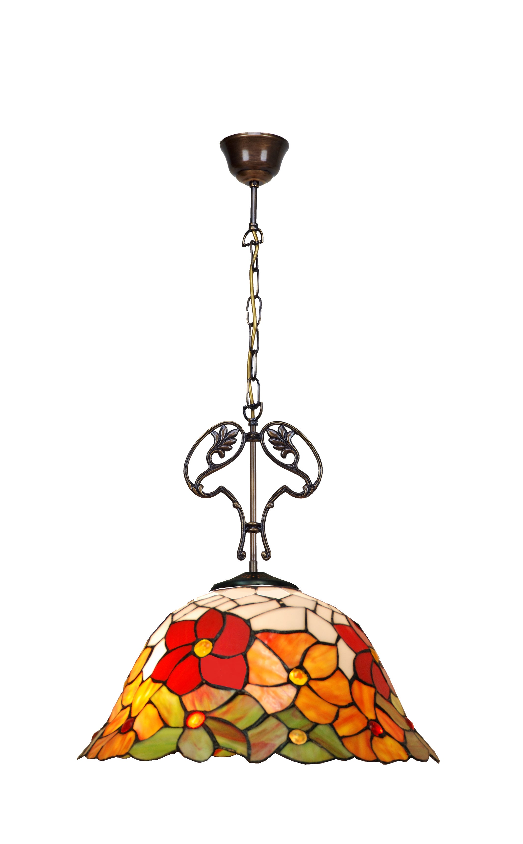 Lampe à suspension Tiffany Bell Series avec ornement en fonte D-40cm ...