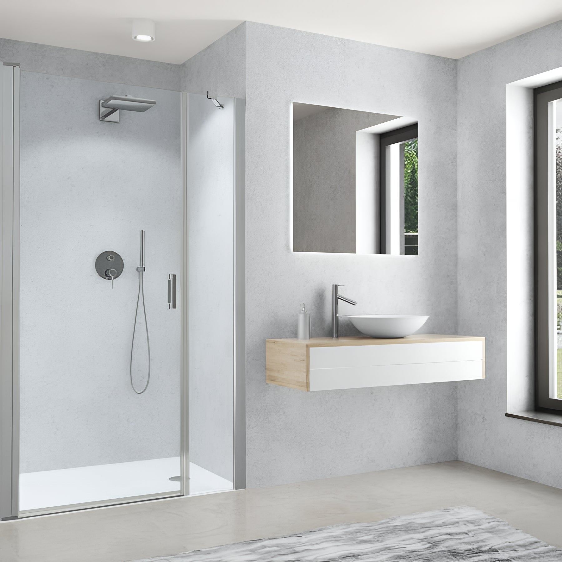 Pared de ducha fija en ancho de extensión 23cm altura 200 cm perfil ...