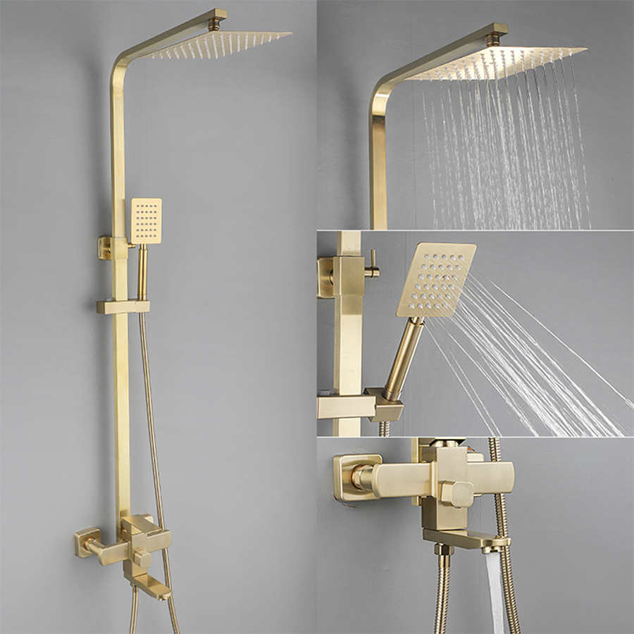 Columna de baño y ducha de pared, dorado, 3 funciones Denia | Leroy Merlin