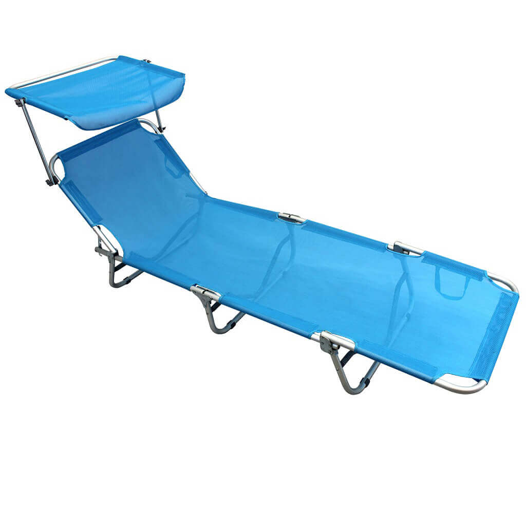 Lit de plage pliant en aluminium avec canopy Enrique - Couleur Gris ...