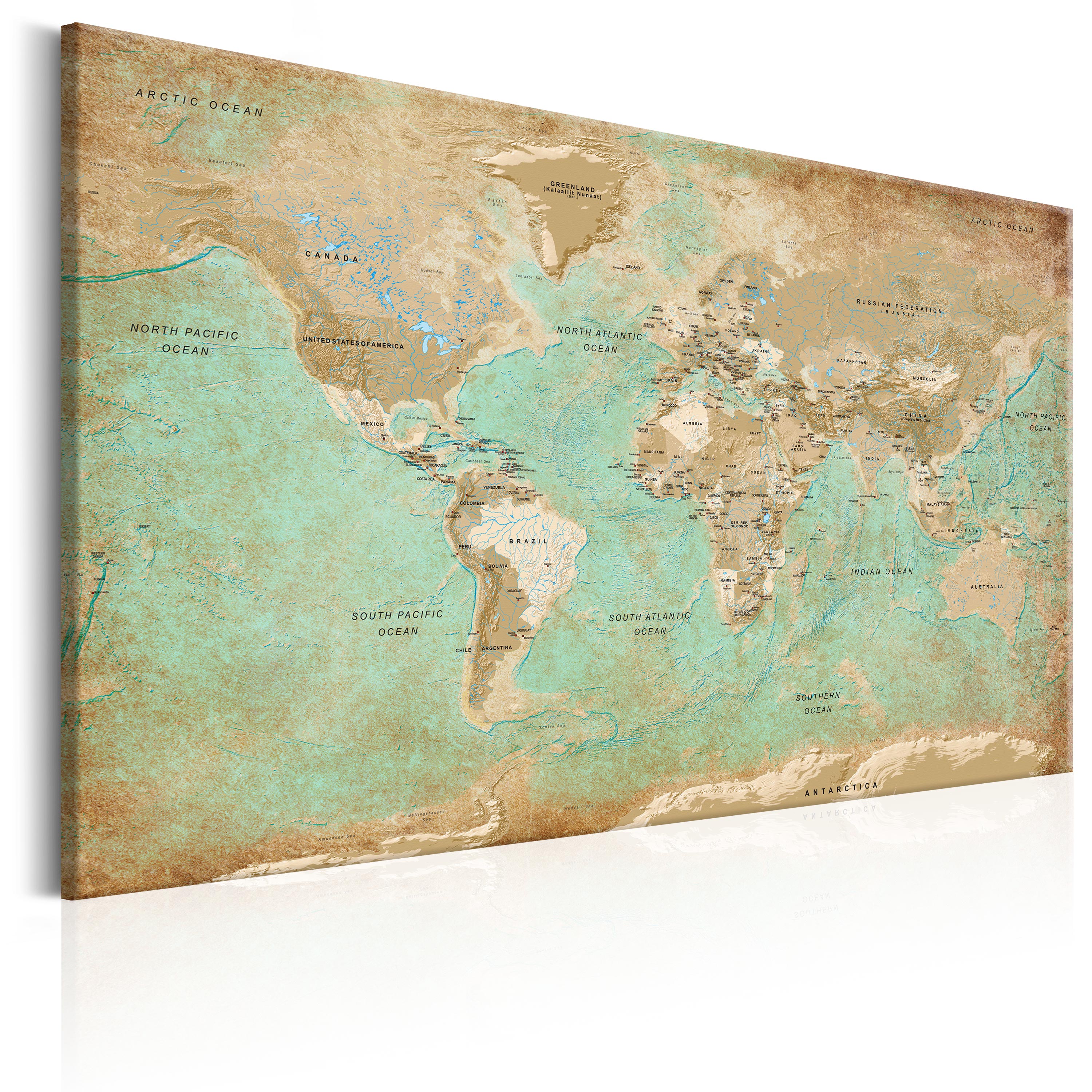 Tableau World Map Celadon Journey 120x80 Cm Leroy Merlin 5943