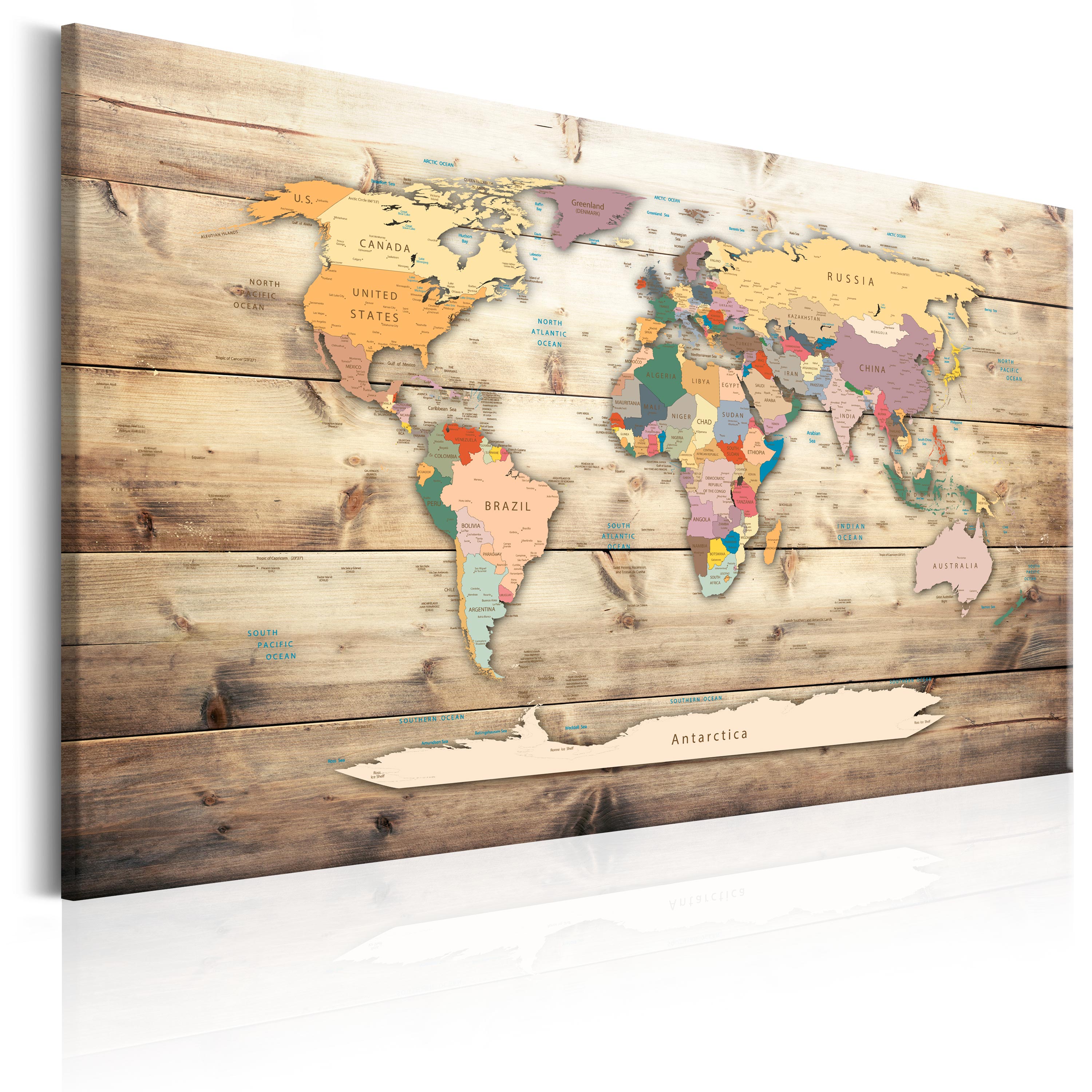 Tableau - World Map: Colourful Continents [90x60] | Leroy Merlin