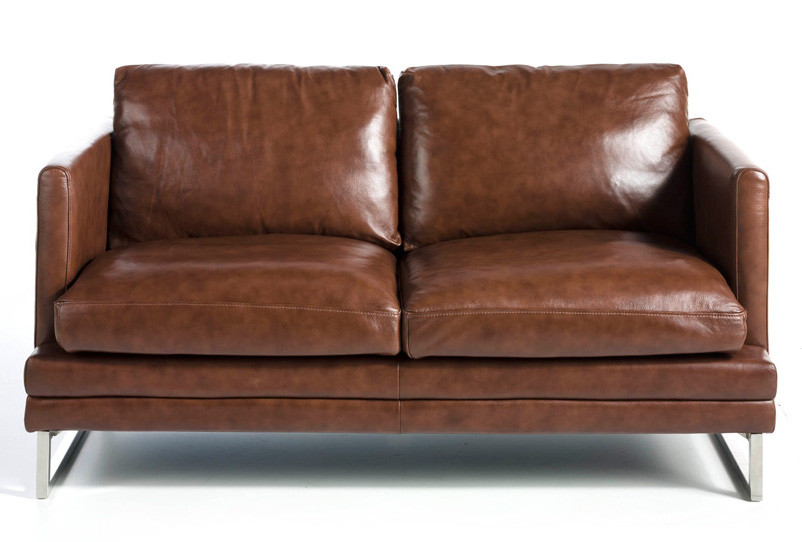 Sofá de piel de 2 plazas de alta gama Kora-Color Piel Piel cuero | Leroy Merlin