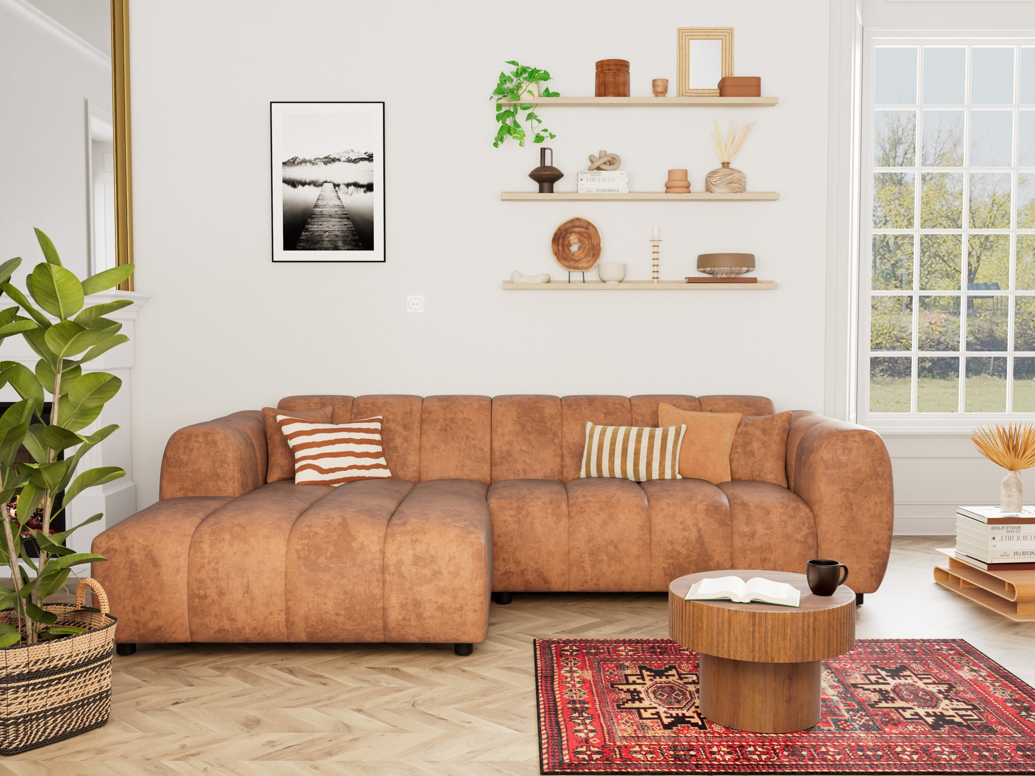 Curtis - canapé d'angle gauche 4 places en simili | Leroy Merlin