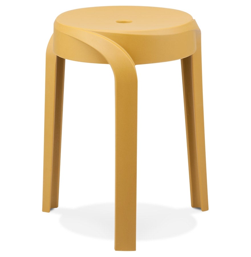 Tabouret bas empilable 'POMPA' en matière plastique moutarde | Leroy Merlin