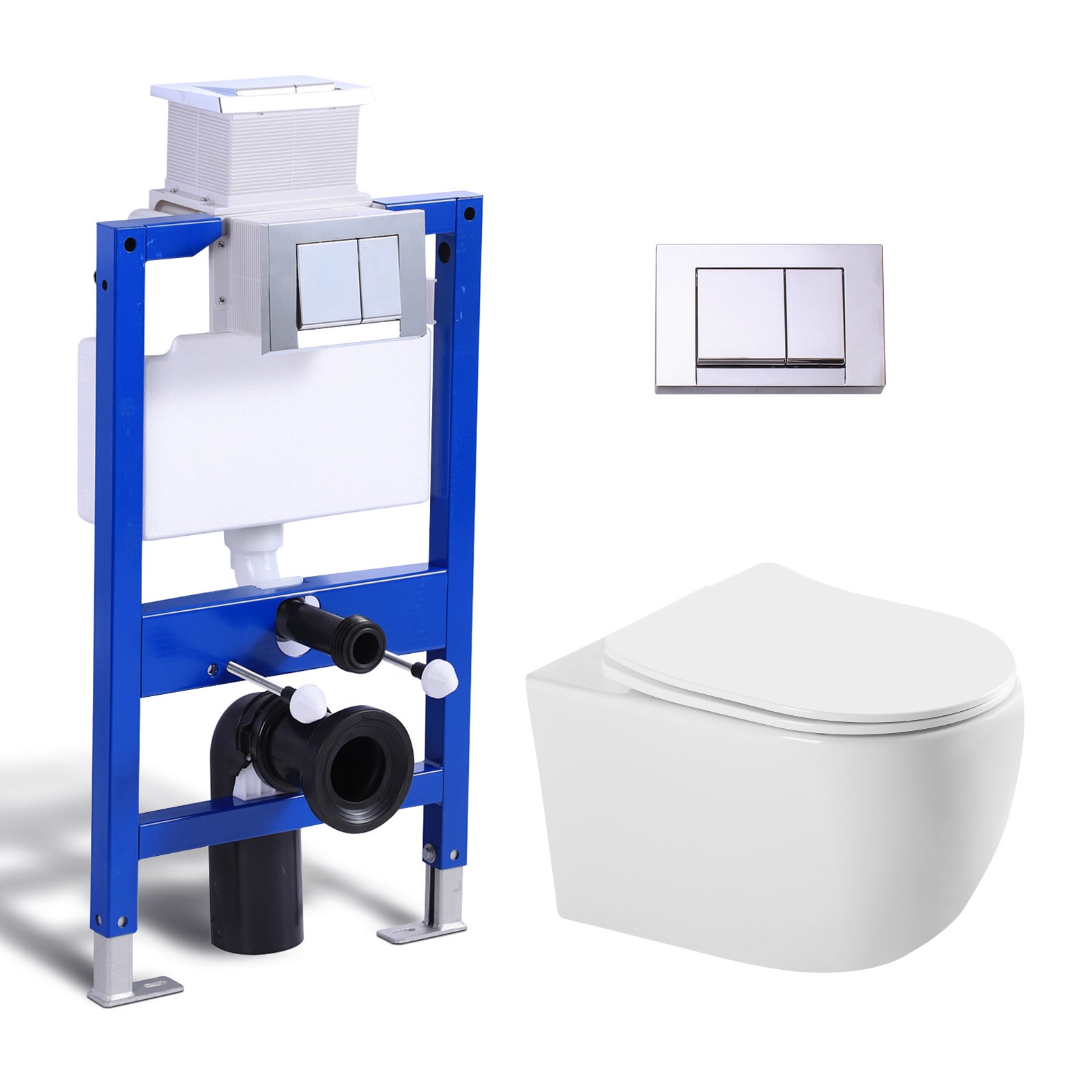 HOROW Pack WC bâti-support SAT + WC suspendu sans bride Ceramia ...