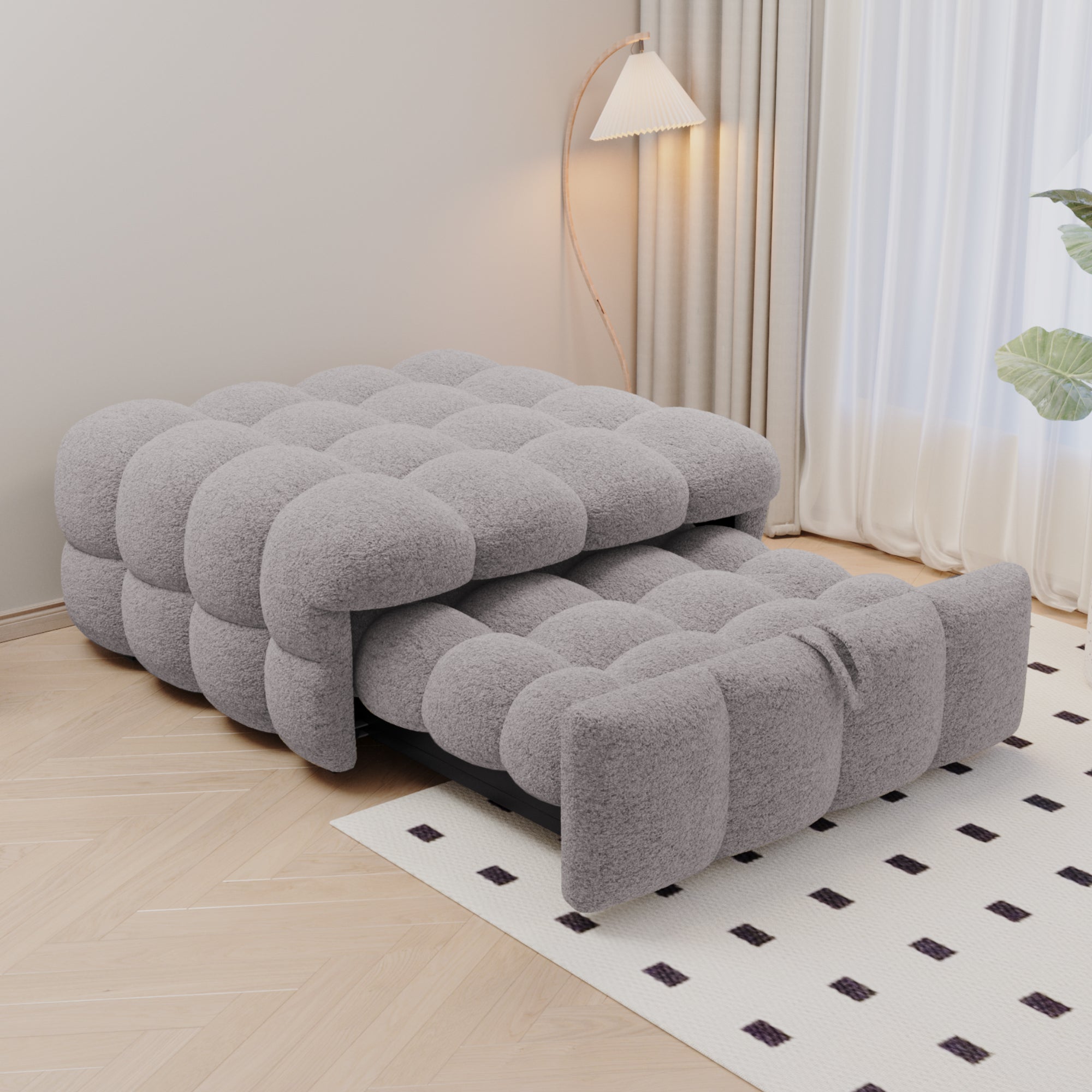 Cama plegable acolchada - Otomana 2 en 1 - Sofá cama plegable - Cama individual - Gris | Leroy ...