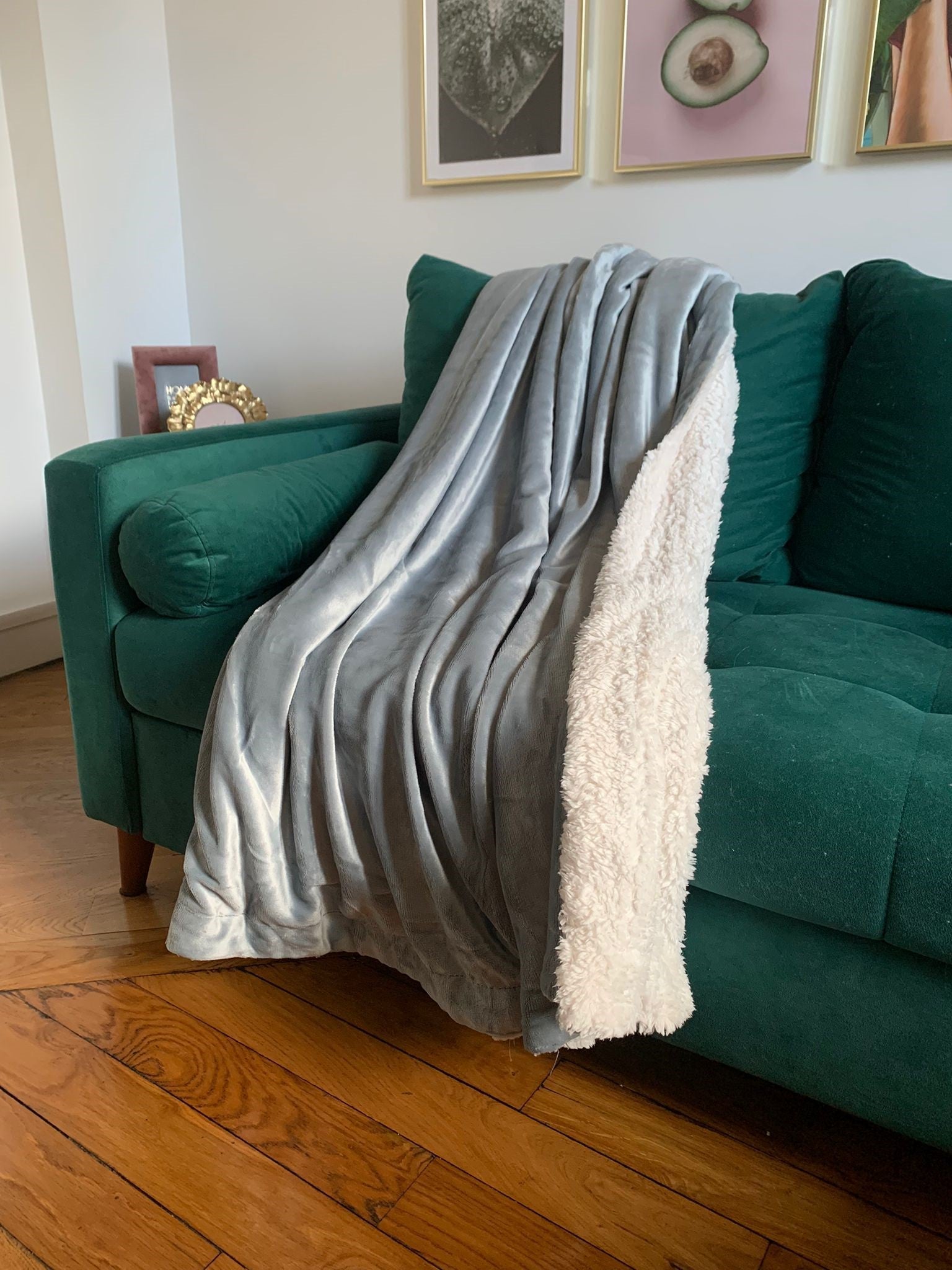 Plaid polaire doublé imitation mouton gris clair 130 x 170 | Leroy Merlin