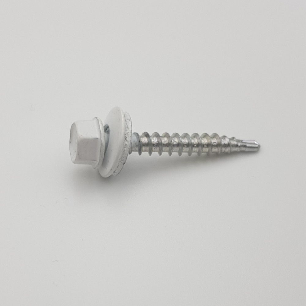 Vis autoperceuses 4,8x35 mm RAL 9003 blanc sécurité avec joint EPDM ...