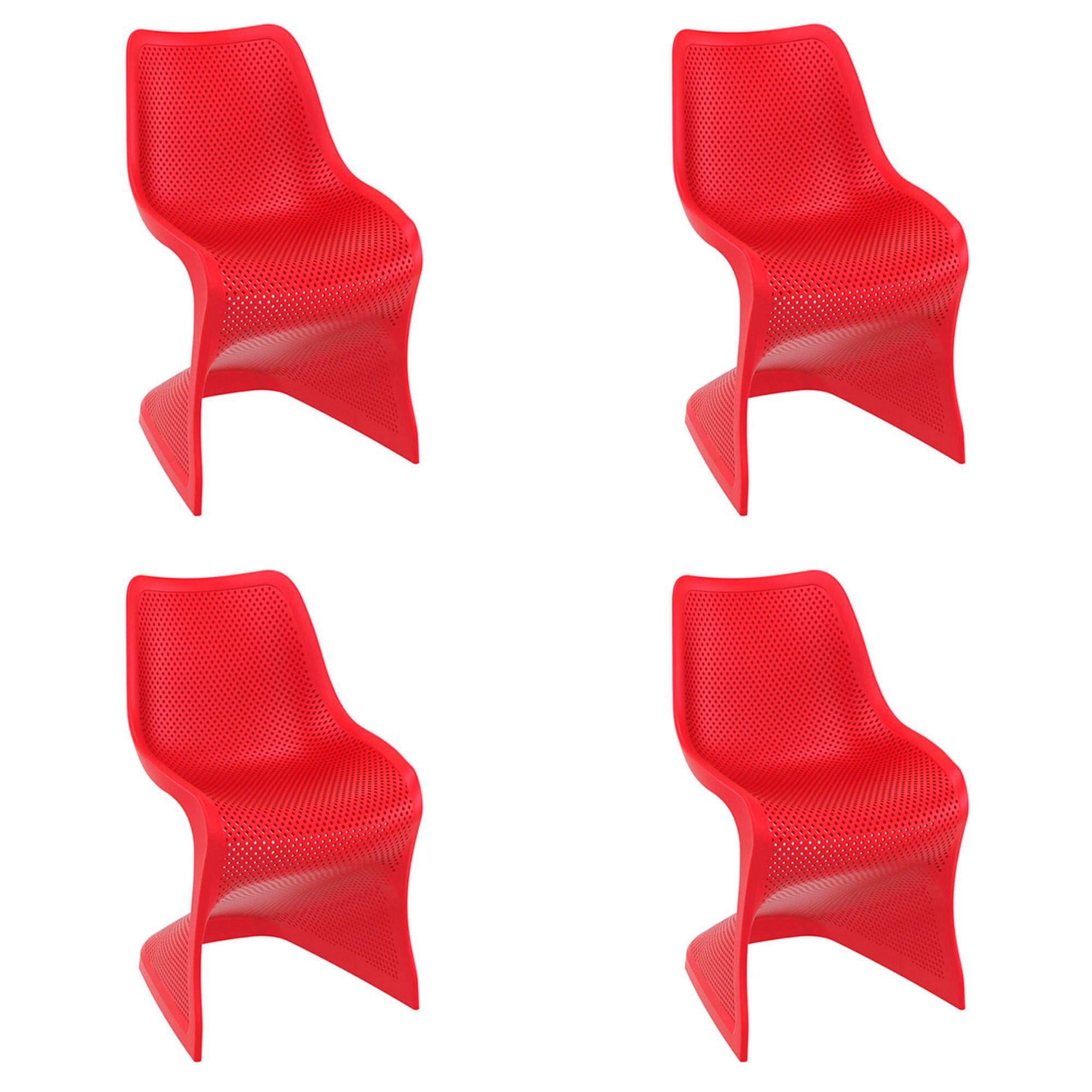 Garbar BLOOM Set 4 Silla Interior, Exterior Rojo | Leroy Merlin