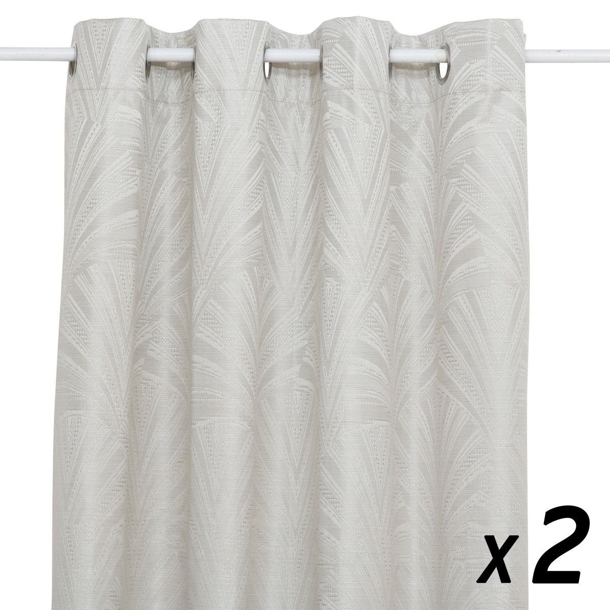 Lot de 2 Rideaux à œillet Occultant Blanc Ivoire à motifs 140 x 260 cm ...