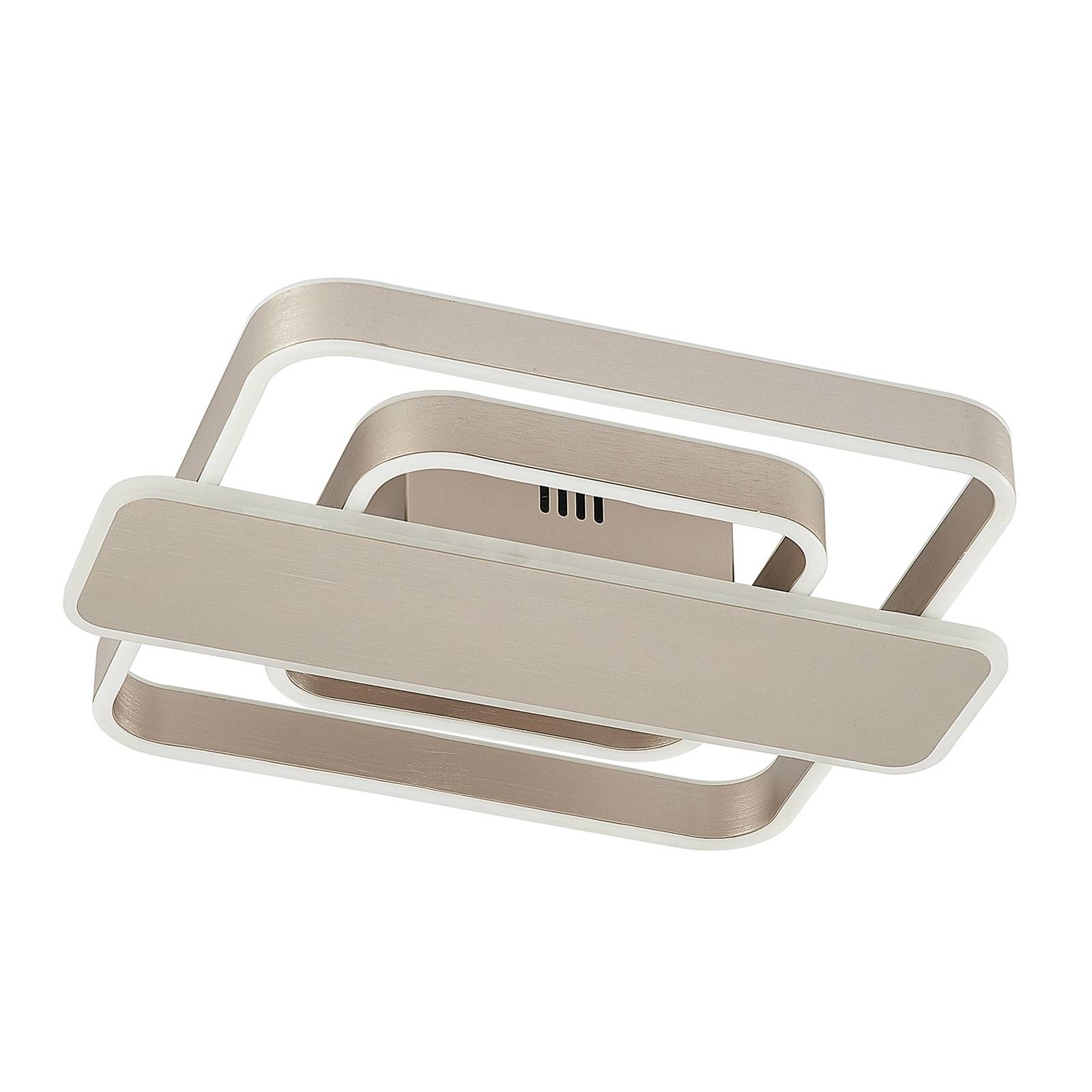 Lucande Linetti plafón LED angular níquel 40cm, lámpara LED, plafón LED ...