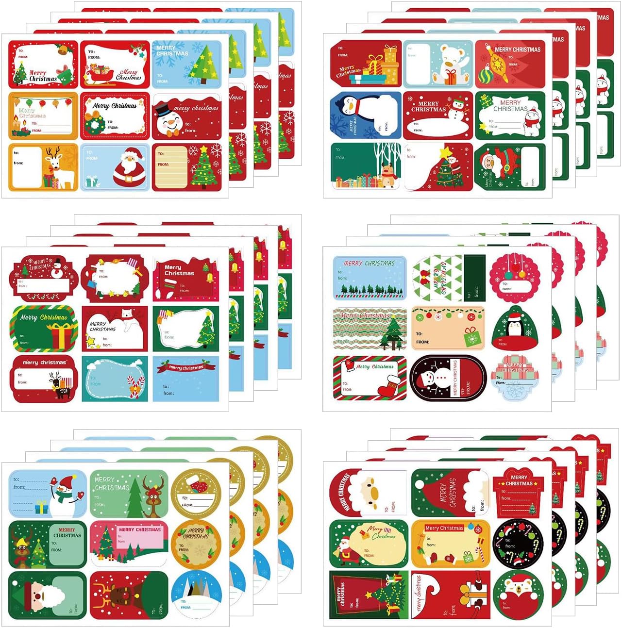 216 Pièces Noël Auto-adhésif Cadeau Autocollants, Autocollants d ...
