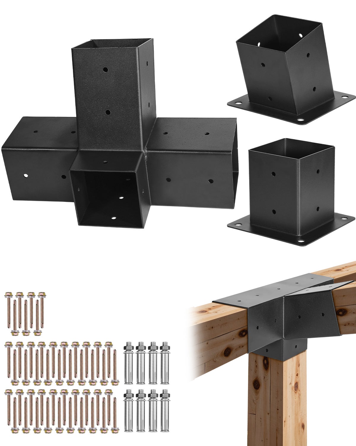 Kit Pergola,Support Incliné VEVOR 4x4" (3,5x3,5") avec Base & Fixation ...