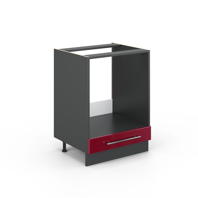 Vicco Meuble Pour Four Fame Line Rouge Bordeaux Haute Brillance