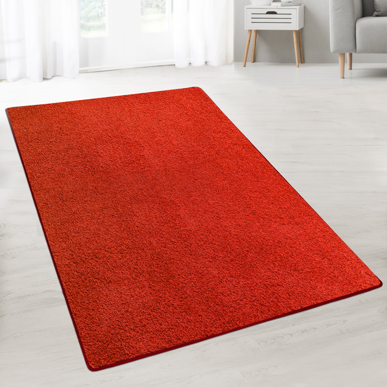 Tapis Shaggy Barcelona Rouge 50 x 200 cm | Leroy Merlin