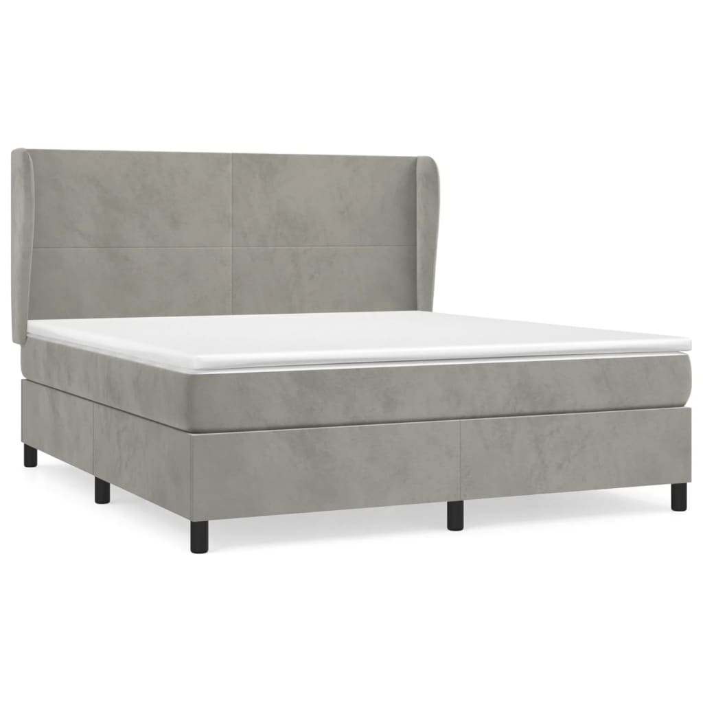 Cama box spring con colchón terciopelo gris claro 160x200 cm | Leroy Merlin