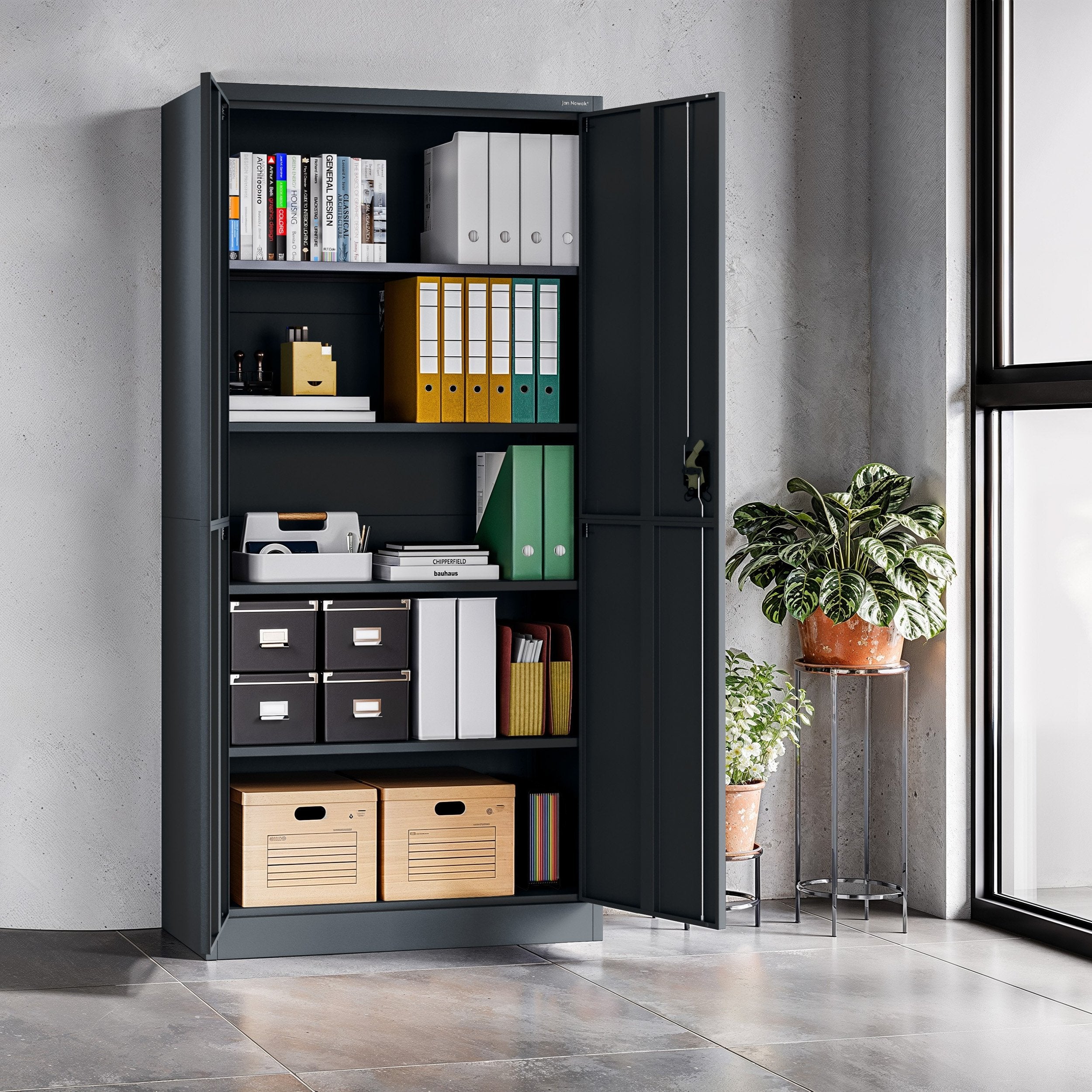 Armoire de Bureau JAN SMART 185 cm x 90 cm x 40 cm - Armoire en acier ...