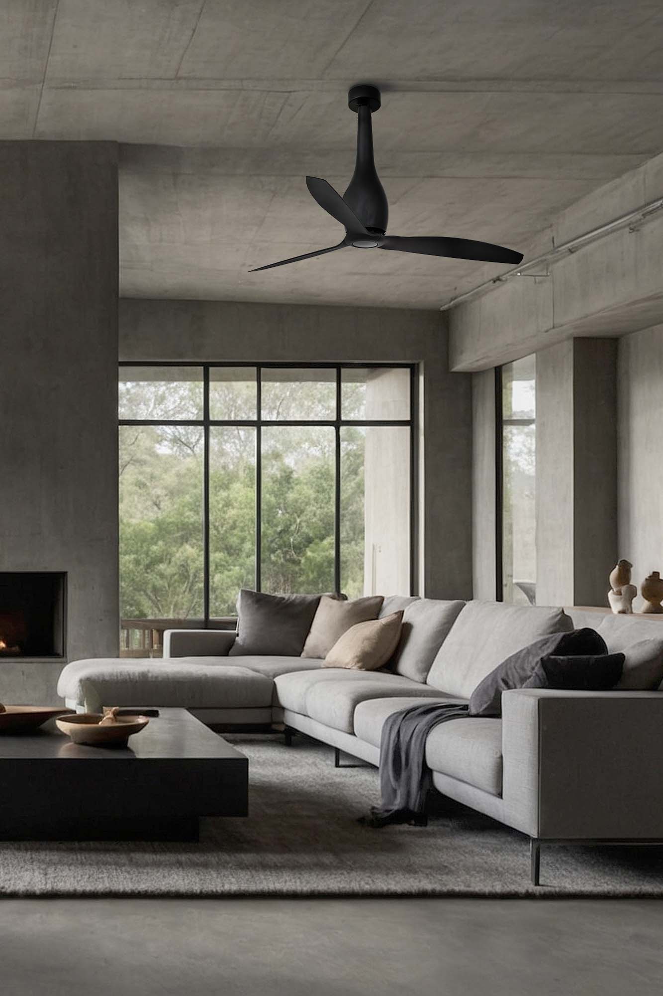 Ventilador de techo negro mate 128 cm acero y policarbonato motor DC 6 ...