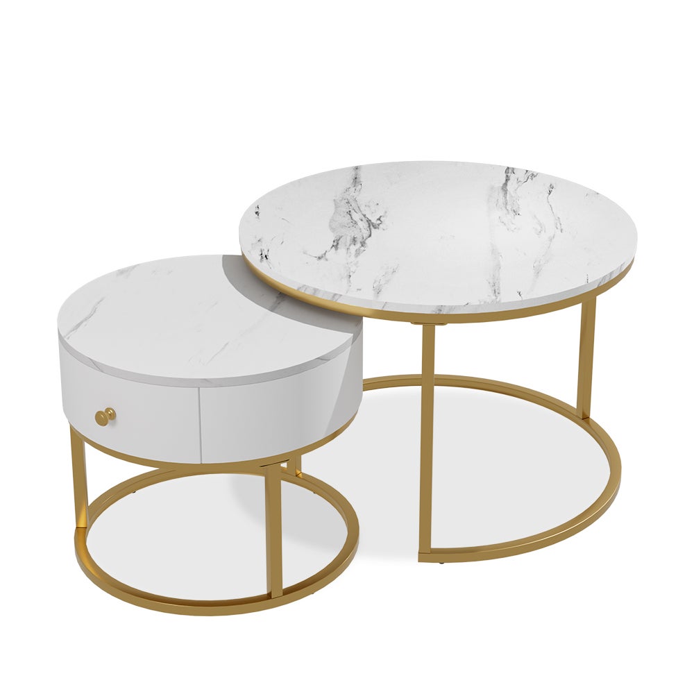 Vicco Ensemble de tables basses Madrid, Marbre blanc, 70x48cm , petite ...