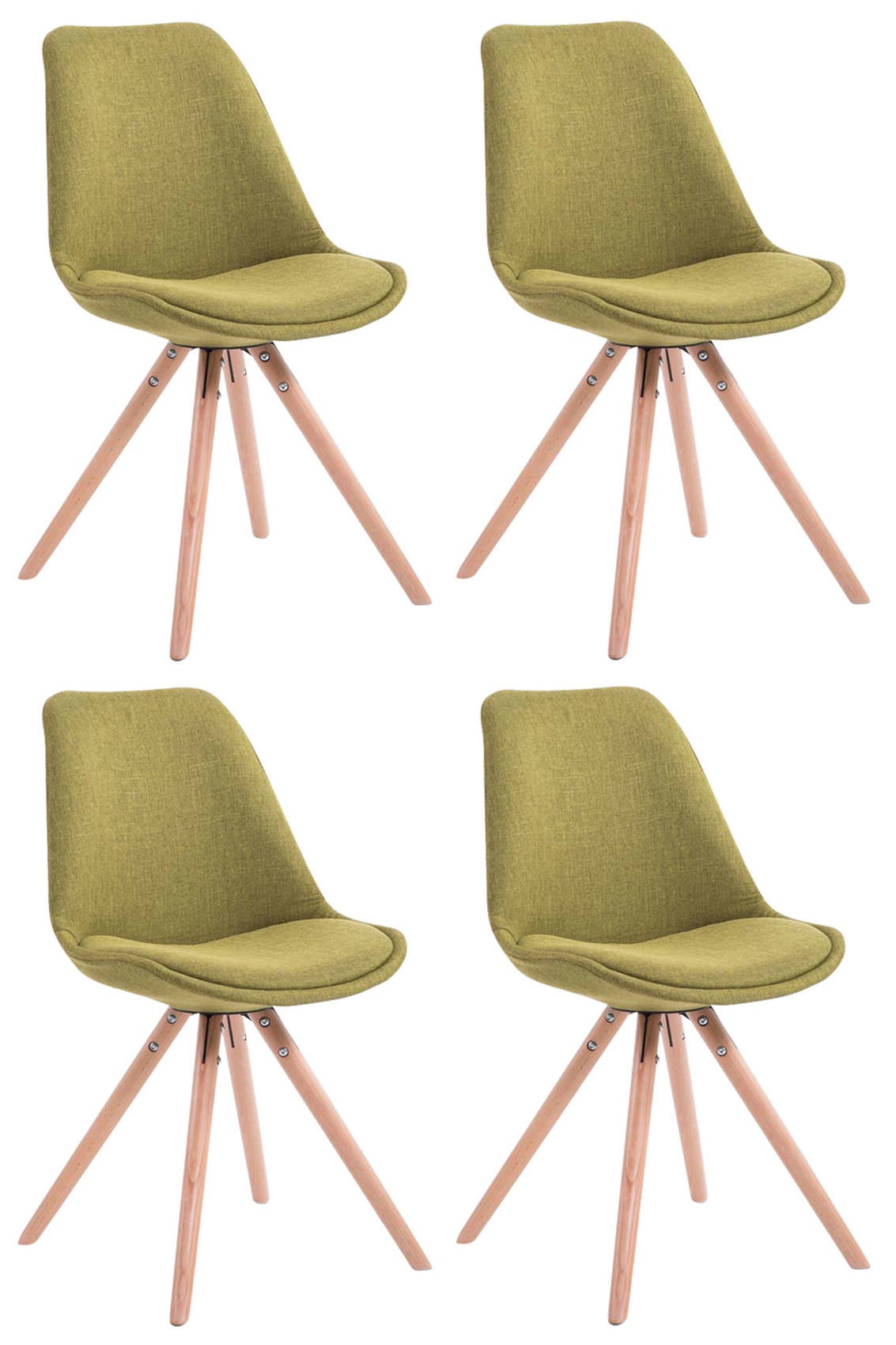 4 chaises de salle à manger style scandinave en tissu vert pieds rond ...