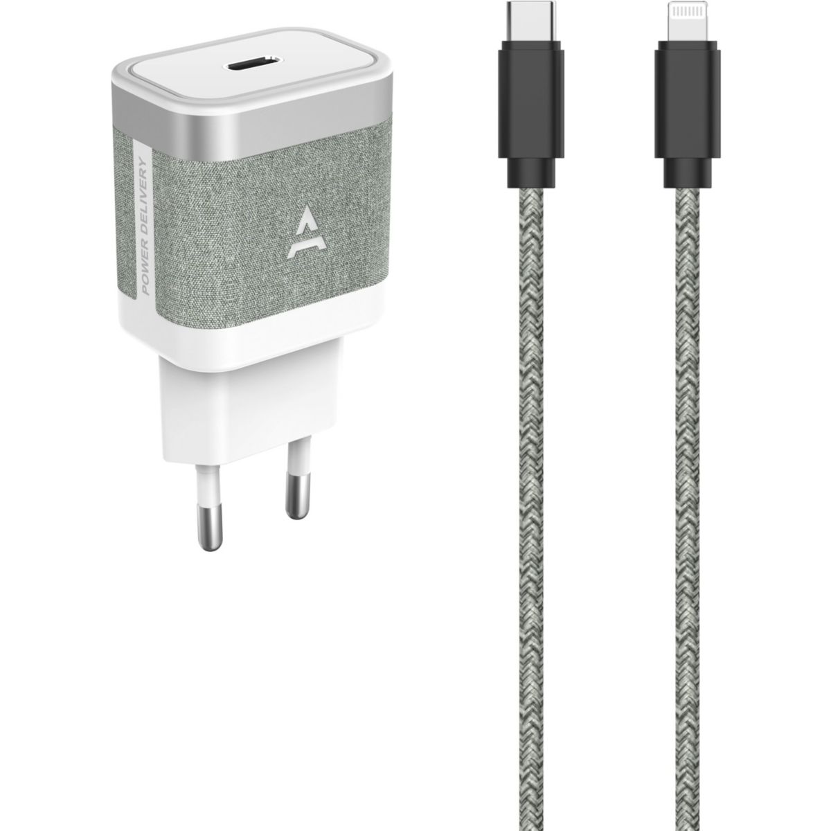 Chargeur secteur ADEQWAT 30W USB-C + cable USB-C/Lightning 1M | Leroy ...