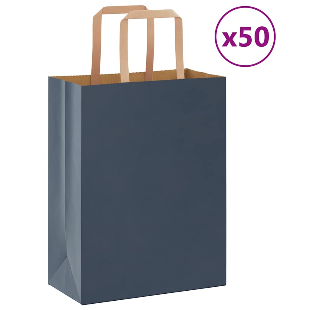 Sacs en papier kraft 50 pcs，Sacs kraft avec poignées bleu 21x11x28 cm ...