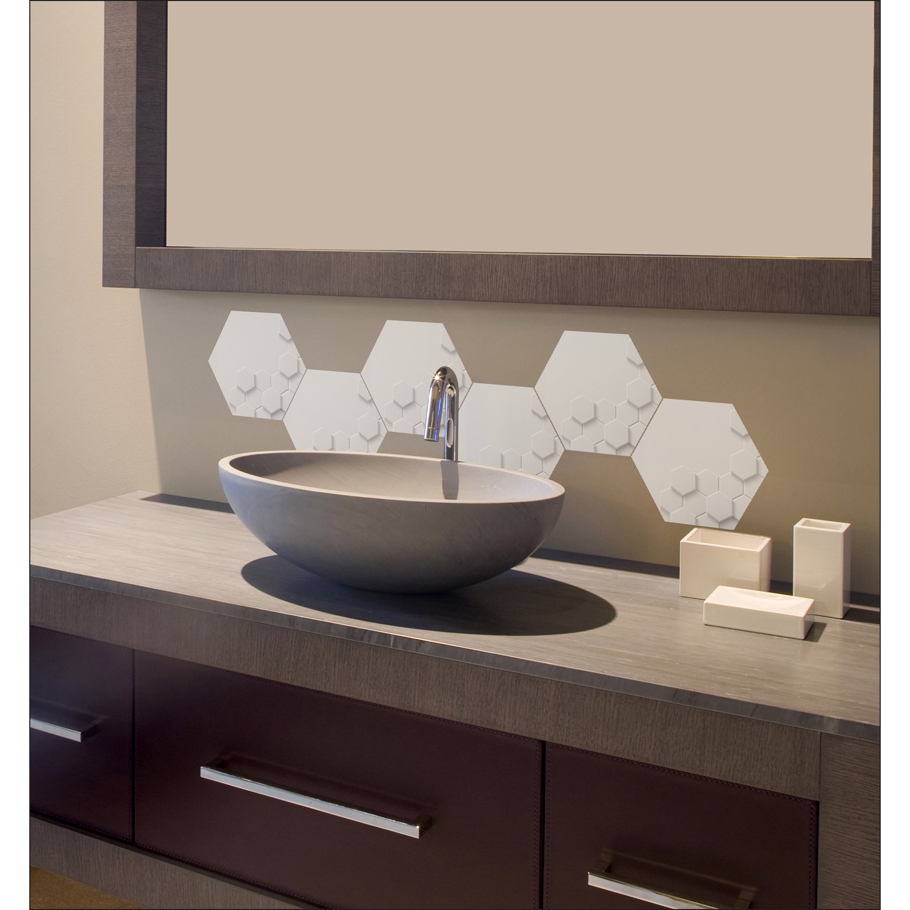 Sticker carrelage adhésif décoratif autocollant, hexagonale blanc avec ...