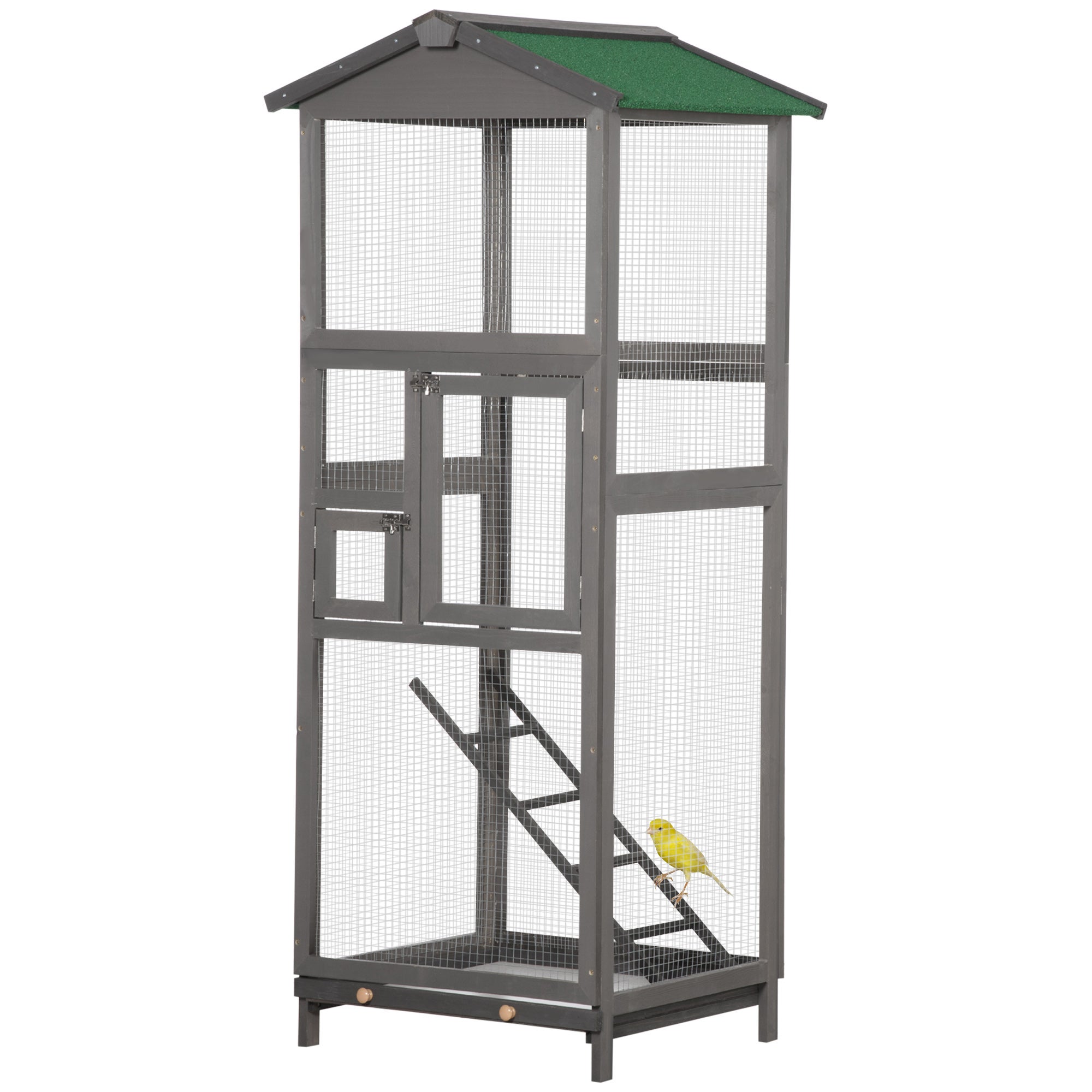 Cage à oiseaux volière en bois massif grande taille 2 portes toit ...