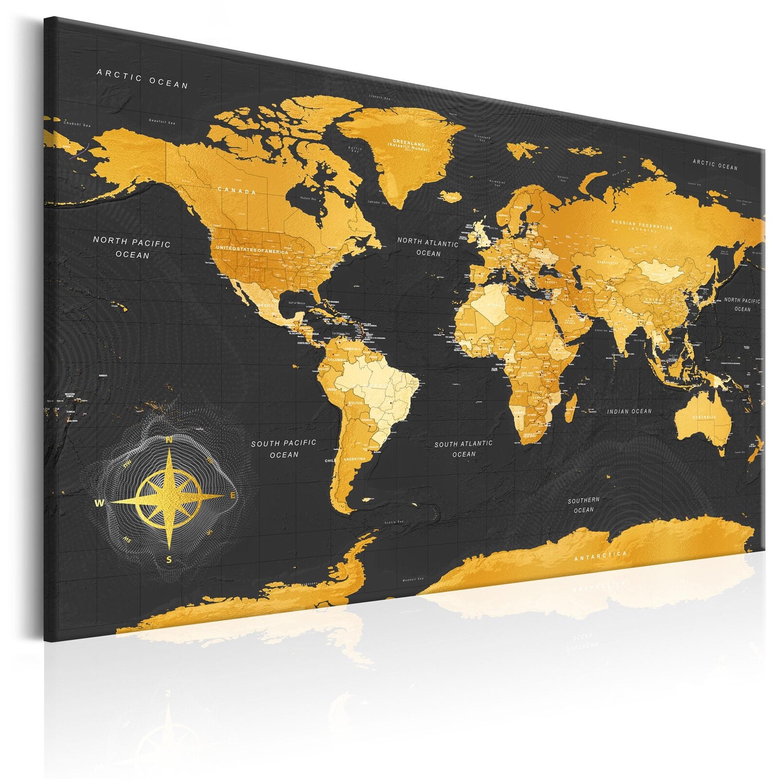 Tableau Cartes du monde : Golden World - 120 x 80 cm | Leroy Merlin