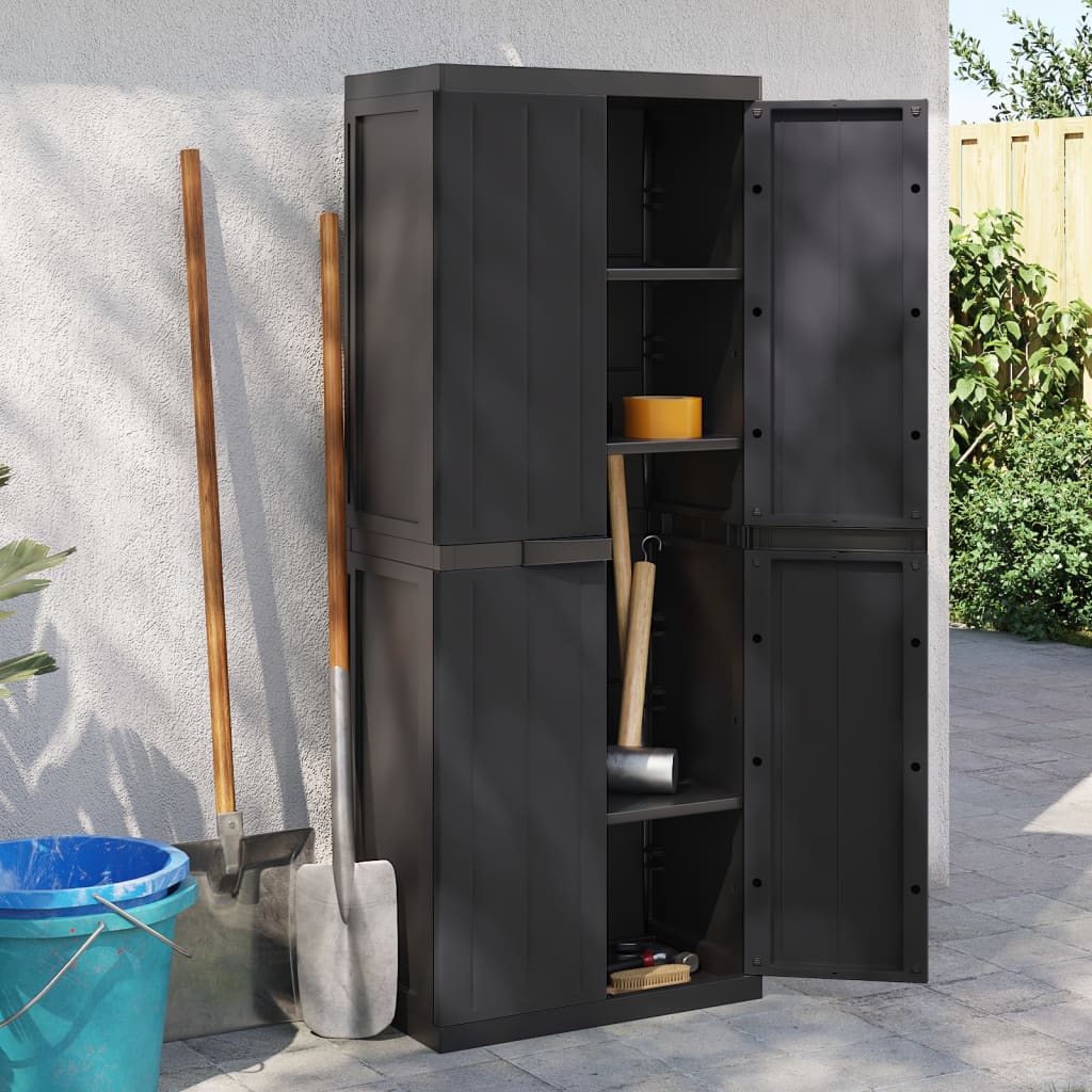 Armoire de rangement d'extérieur noir 65x37x165 cm PP vidaXL | Leroy Merlin