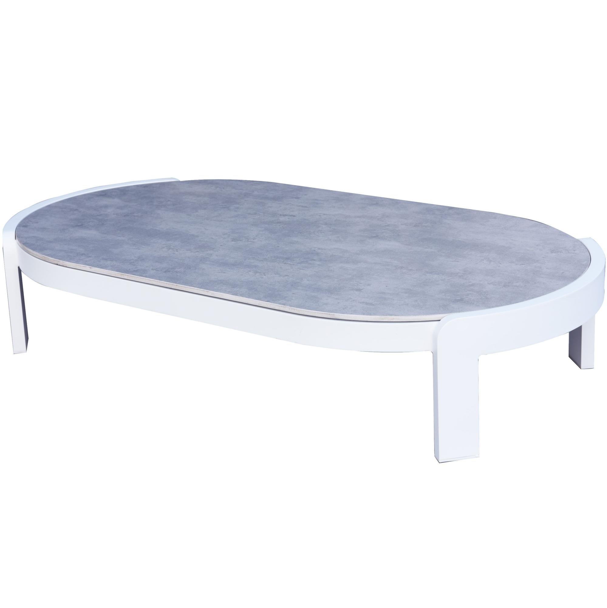 Mesa de centro Menorca. exterior y jardín de aluminio blanco y top ...