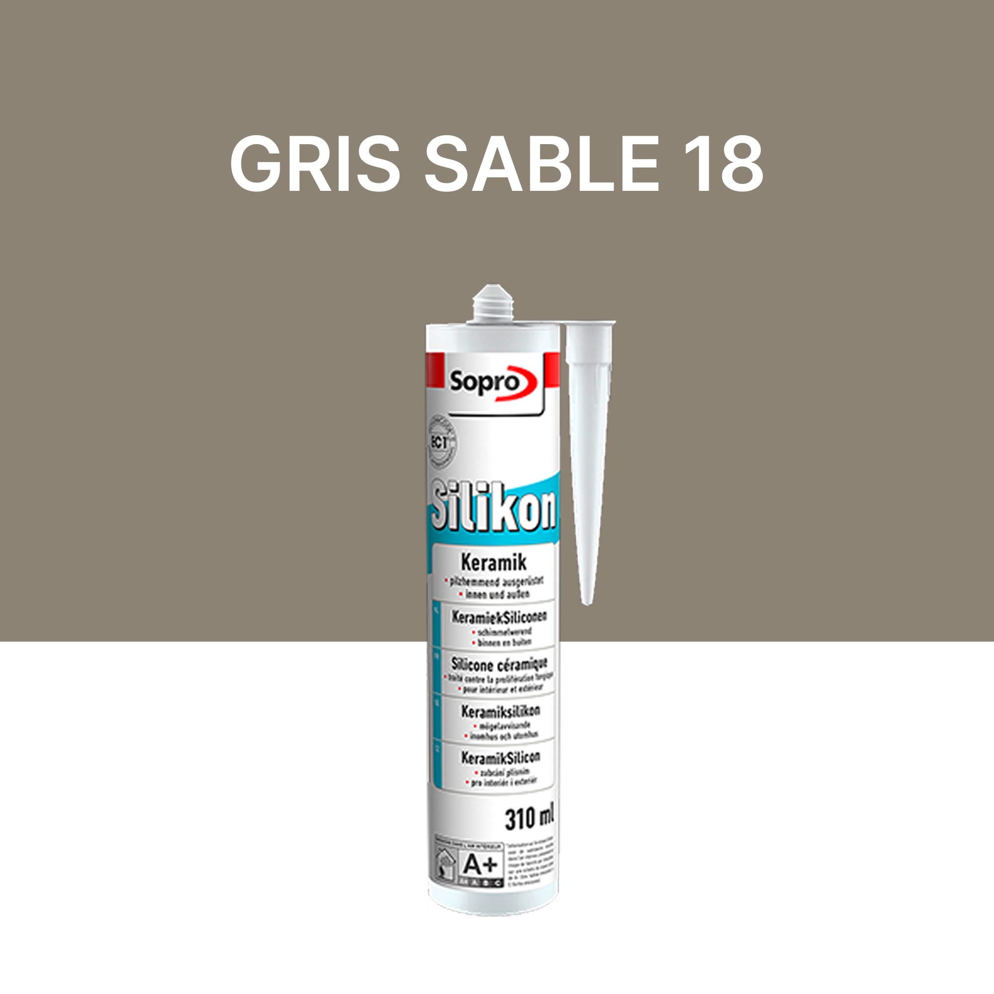 Mastic silicone spécial carrelage - Gris sable 18 - 310 ml | Leroy Merlin