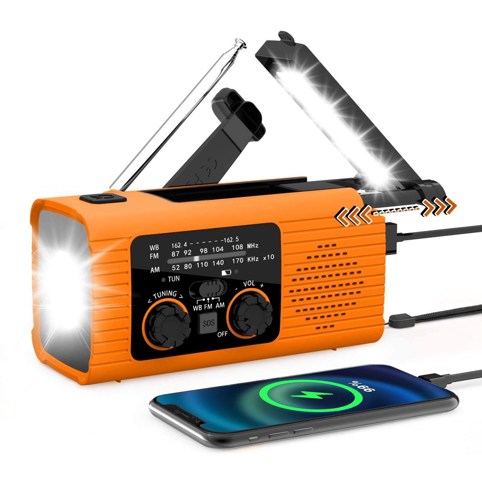 Radio d'urgence AM/FM/NOAA avec radio solaire, lampe de poche LED ...