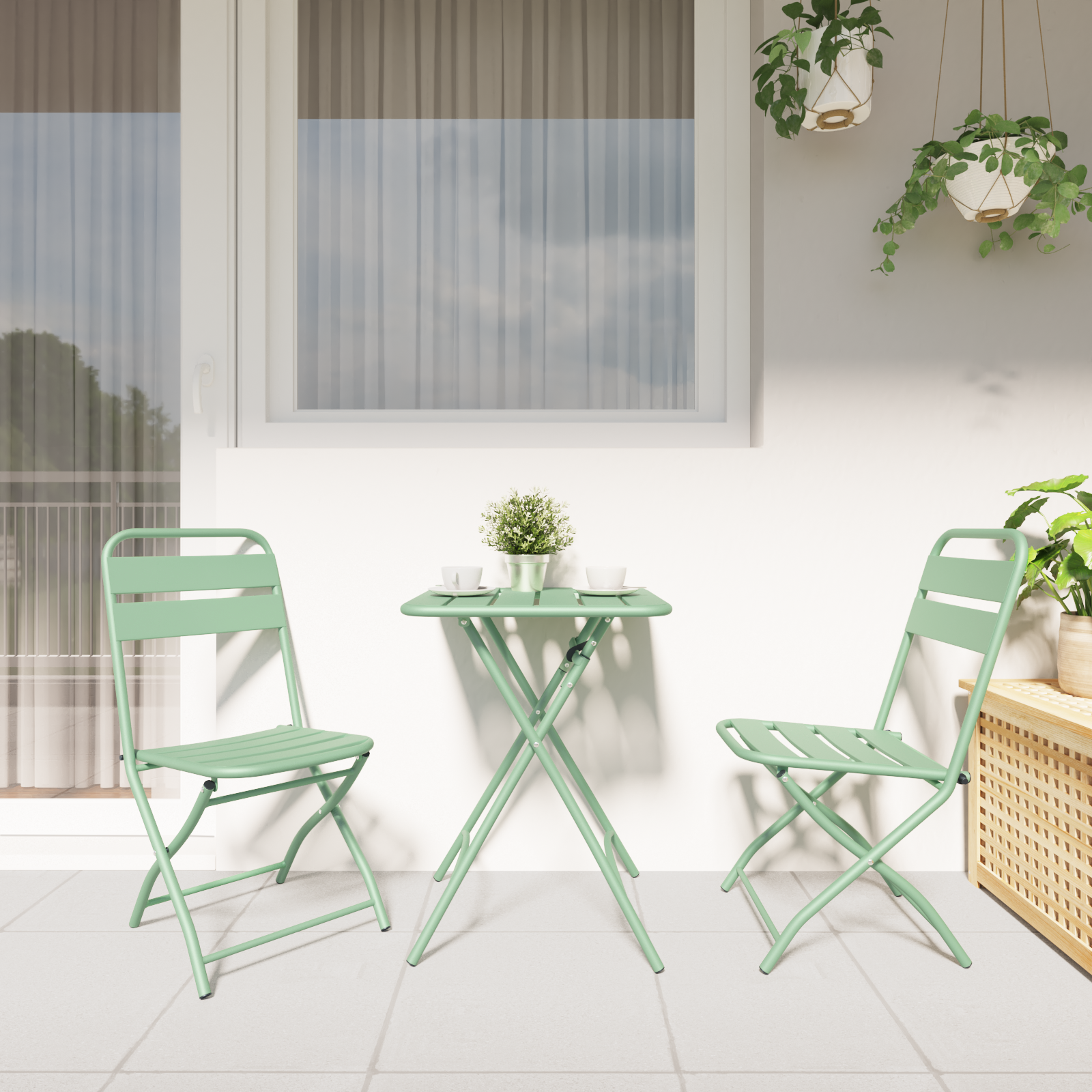 Silla Plegable para Jardín 2 pcs Verde 55 x 56.5 x 91cm Acero vidaXL ...