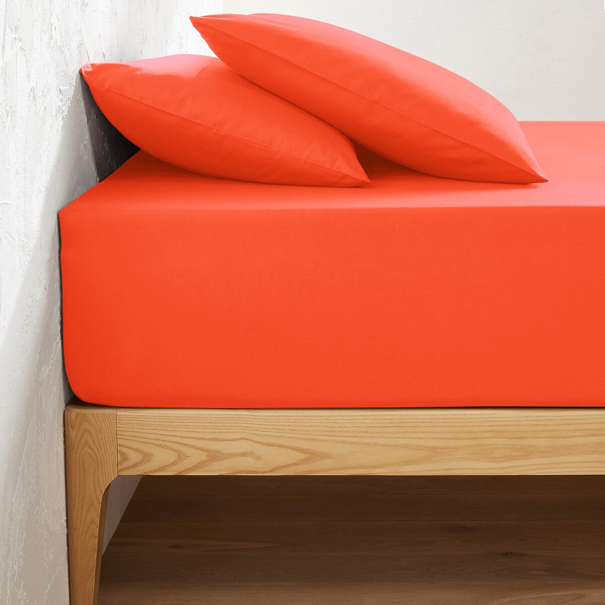 Drap housse uni polycoton, bonnet 32 cm, Scenario - Papaye - 140 x 190 cm | Leroy Merlin