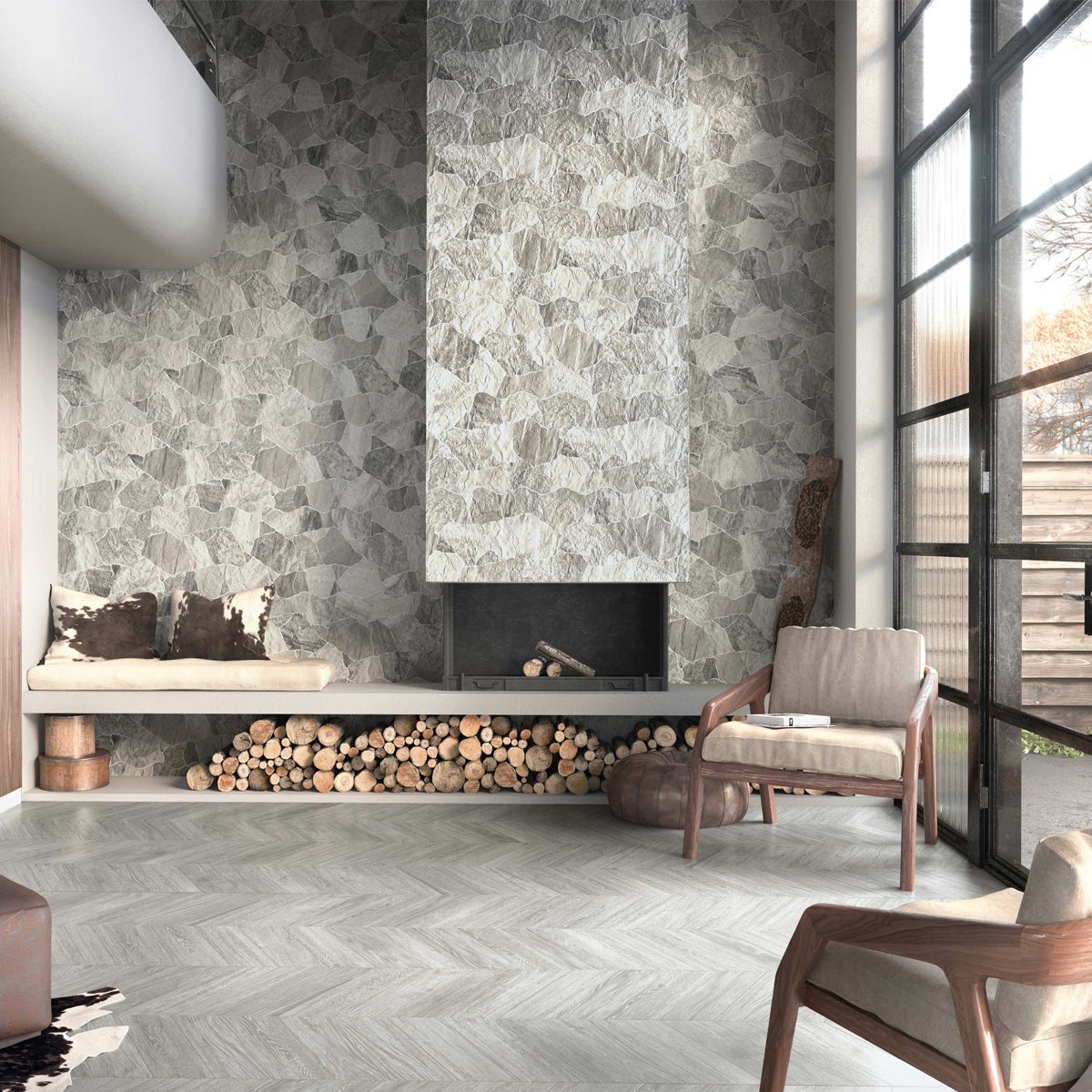 Carrelage effet parement Galets gris 44x66 cm - Reflex Boutique | Leroy ...