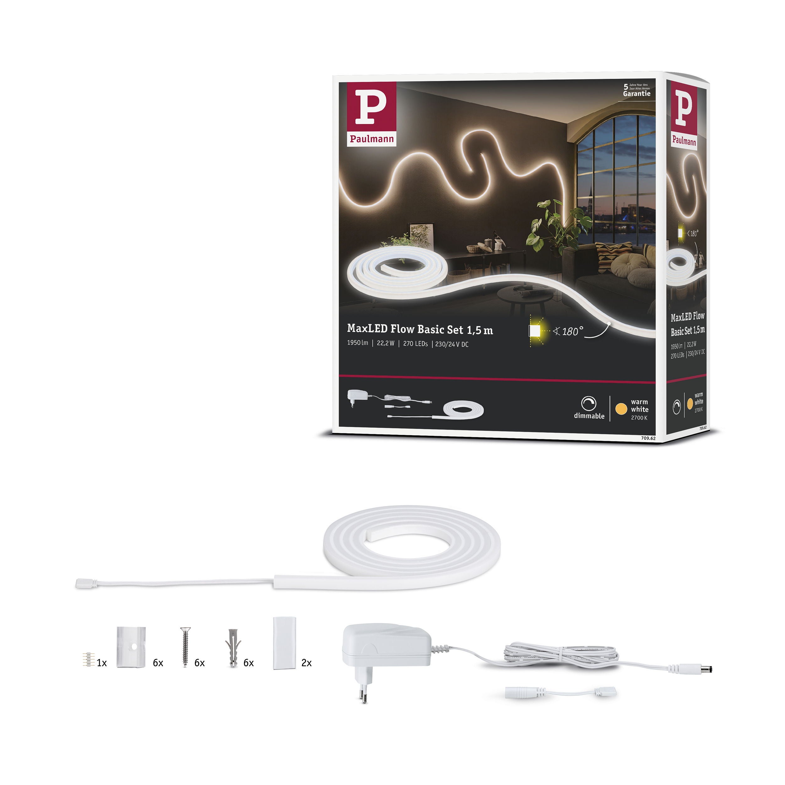 MaxLED Flow Strip LED Kit de base blanc chaud 1,5m revêtue 22,2W 1000lm ...