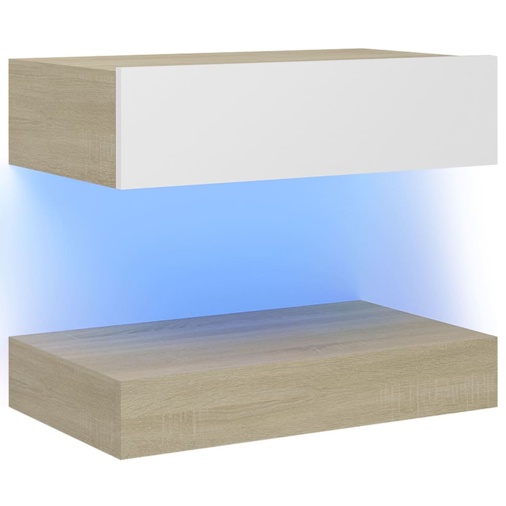 Table de chevet Blanc et chêne sonoma 60x35 cm | Leroy Merlin