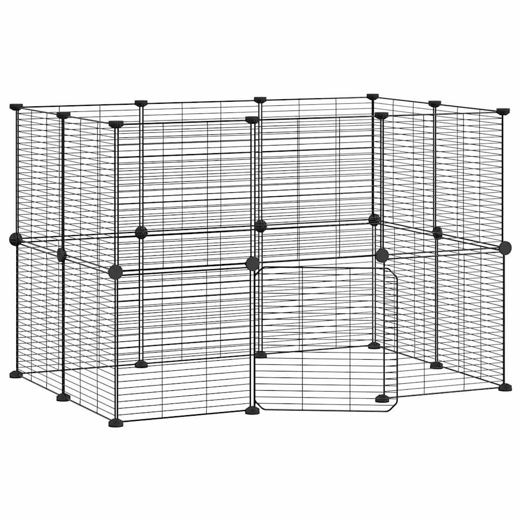 Cage pour animaux de compagnie à 20 panneaux avec porte en acier noir ...
