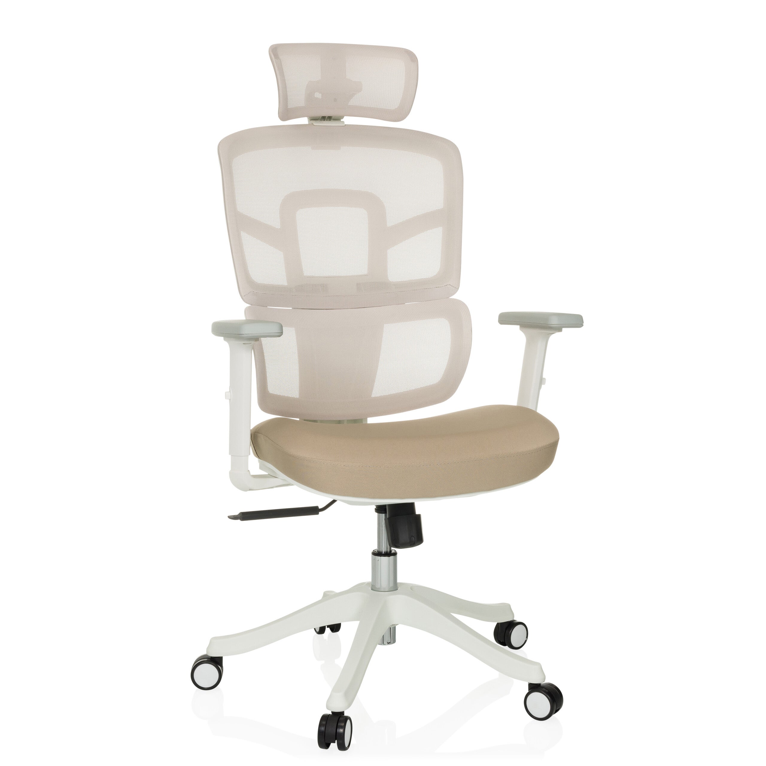 Chaise de bureau / chaise pivotante ERGOMY I W assise tissu / dossier résille beige mybuero ...