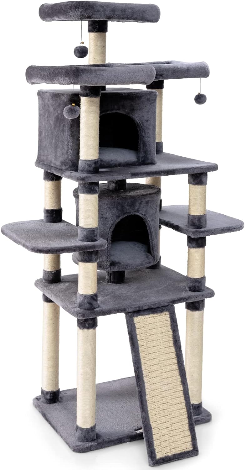 Árbol de gato de 170 cm con postes de sisal, perchas cómodas, marco de ...