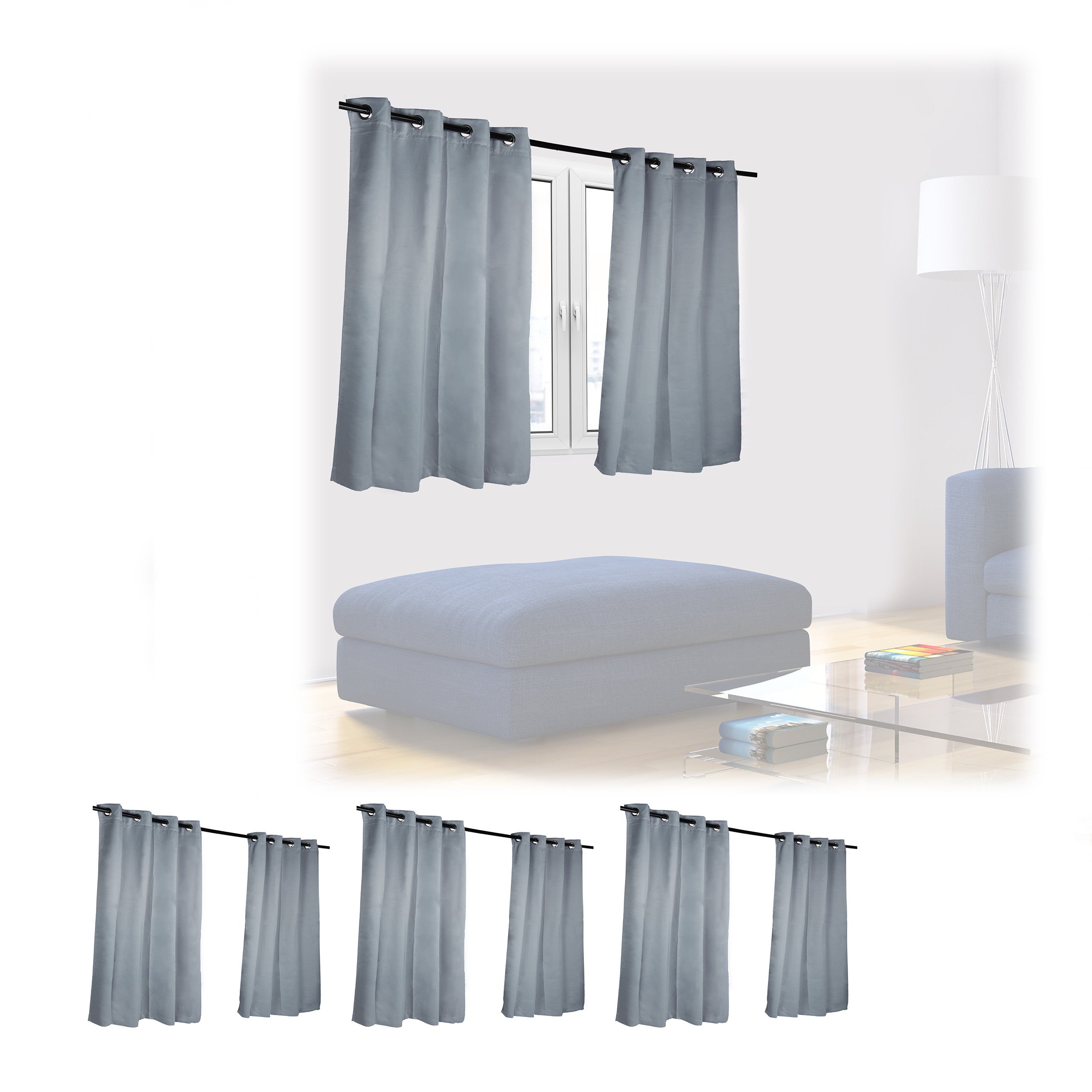 Relaxdays Rideaux jeu de 8, opaque, chambre à coucher, coupe-vue ...