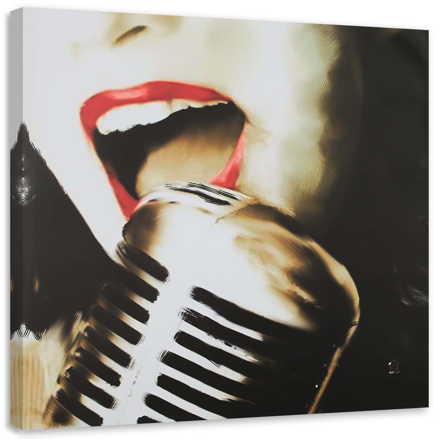 Obraz na płótnie, Usta śpiewającej kobiety 40x40 - Leroy Merlin