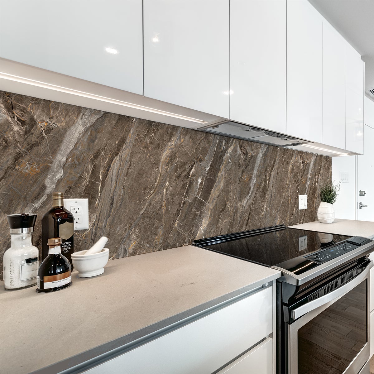 Sticker crédence adhésive - MARBRE BRUN - 60x200cm | Leroy Merlin