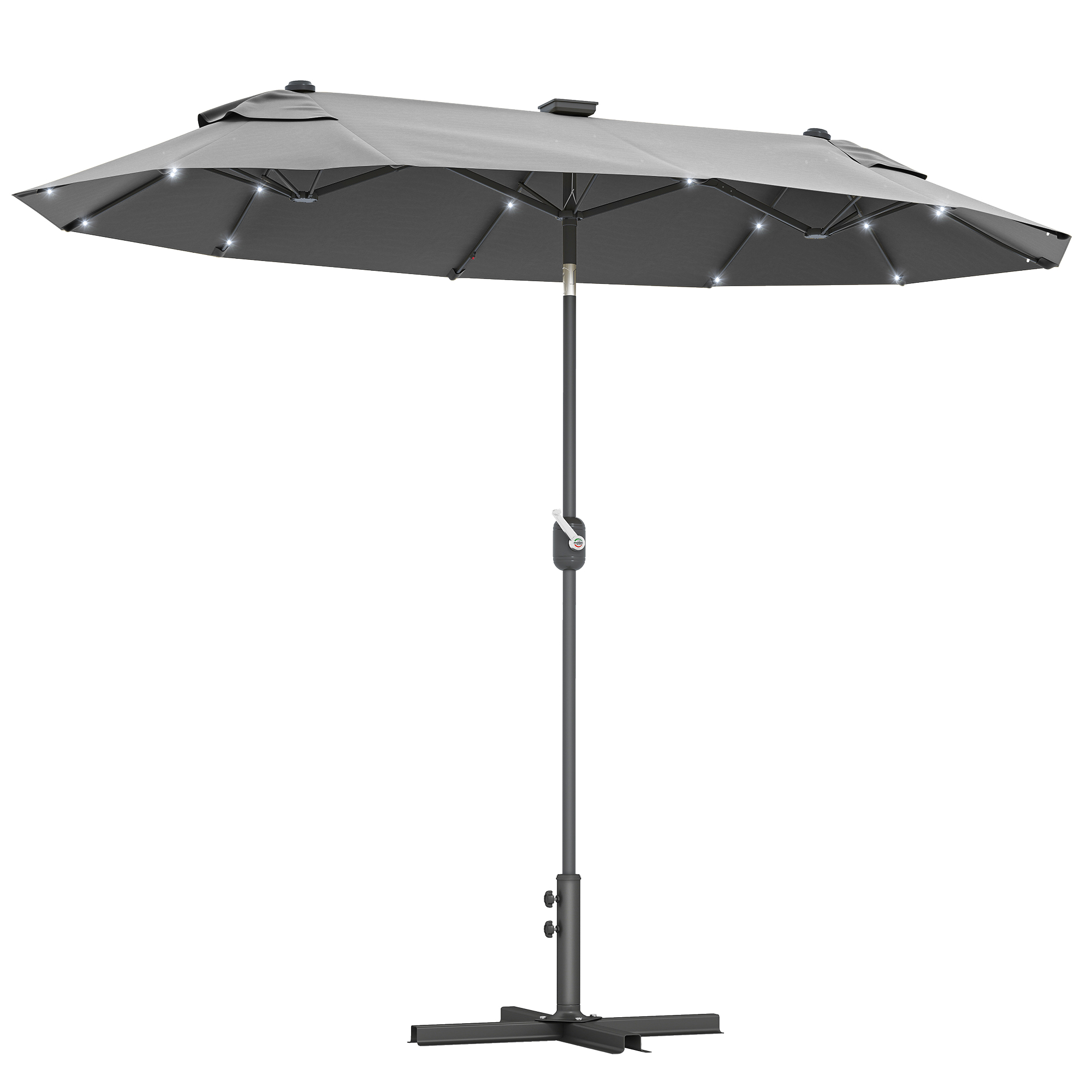 Sombrilla Doble 295x150cm con LED Solar Inclinación Ajustable Jardín ...